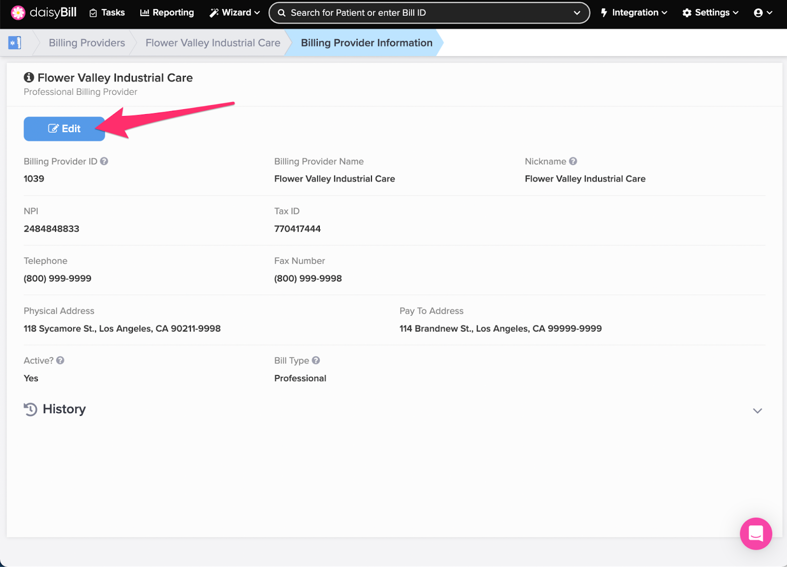 DOL Provider Number | daisyBill