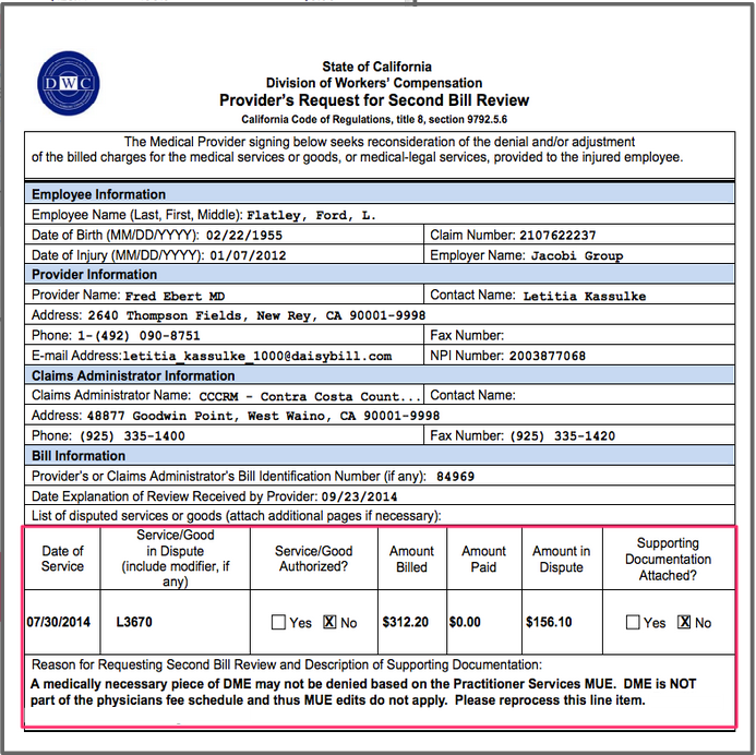 DME incorrectly denied for due to MUE | daisyBill
