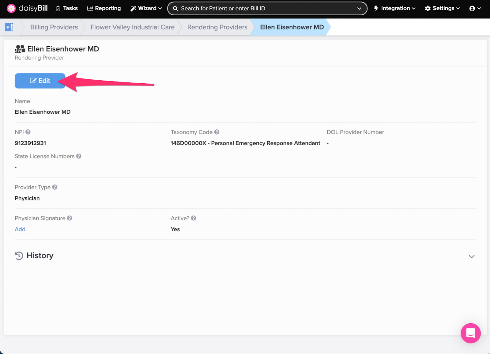 DOL Provider Number | daisyBill