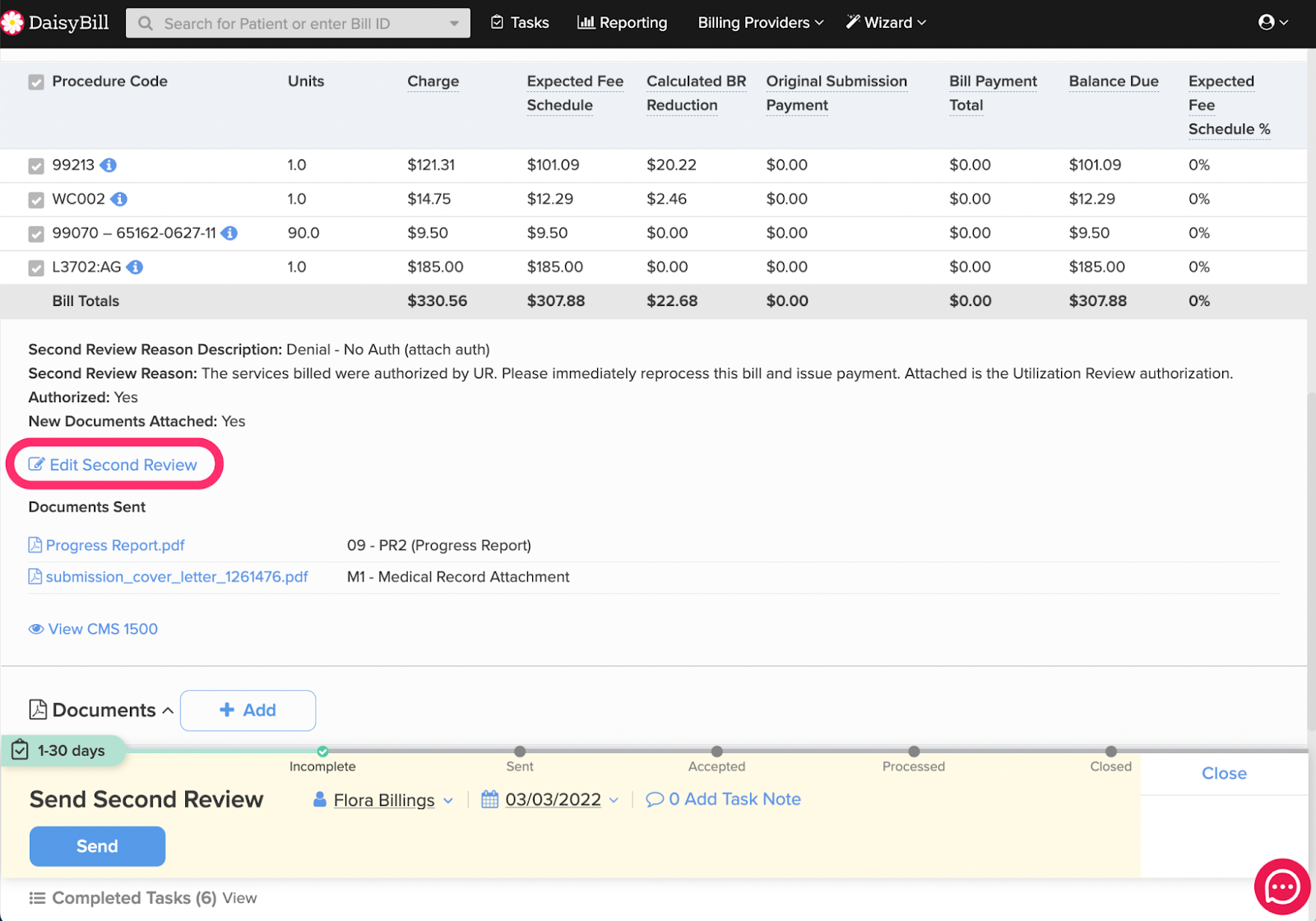 Request for Second Review / Appeal: Denied Bill | daisyBill