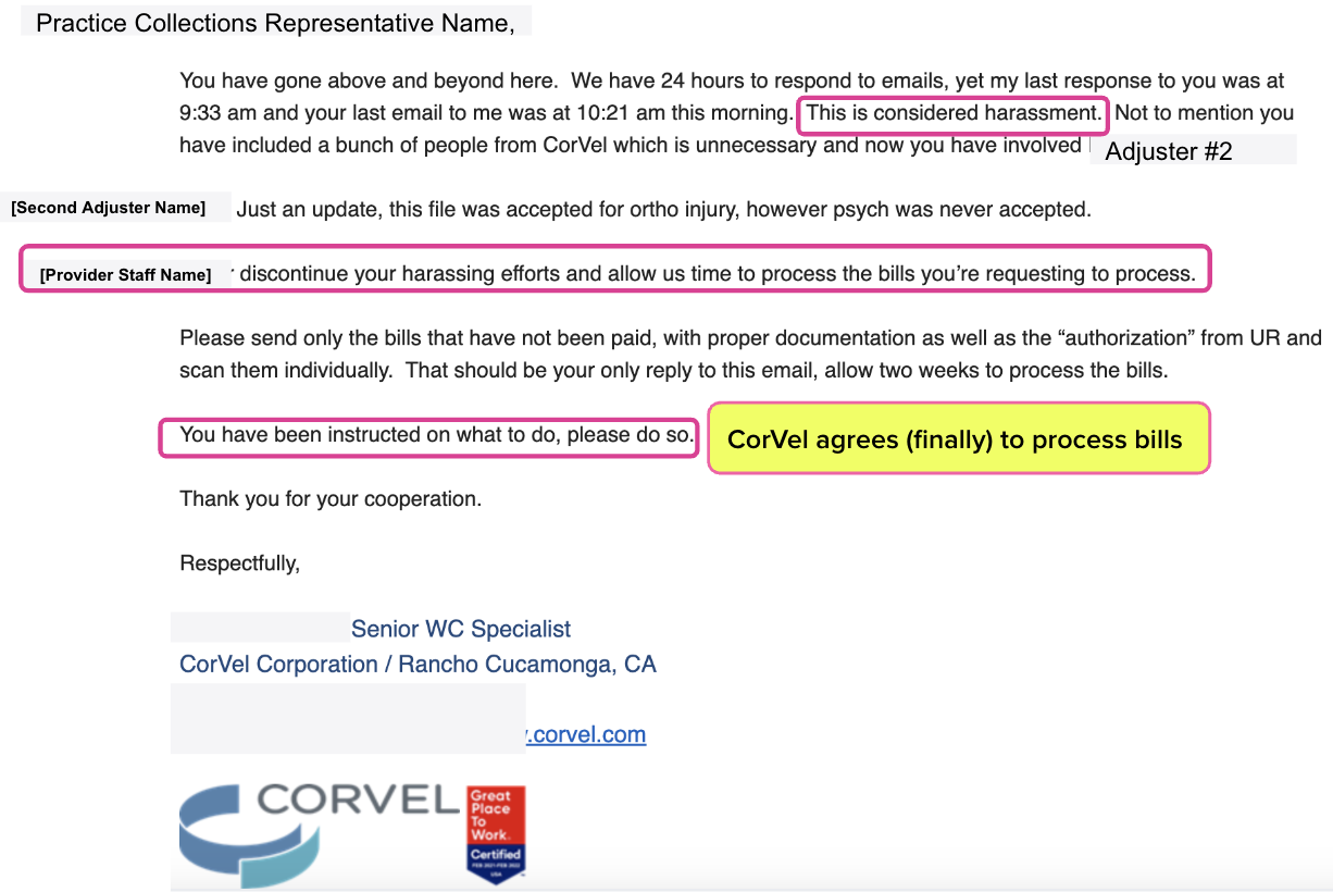 CorVel Adjuster & Attorney Ignore CA Law (Pt 1) | daisyBill