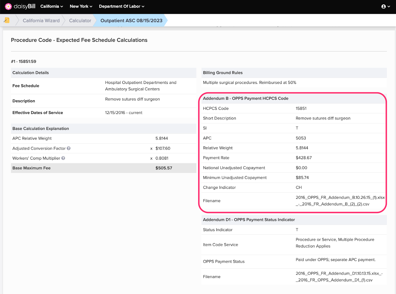 Outpatient ASC Detailed Explanation Explained | daisyBill