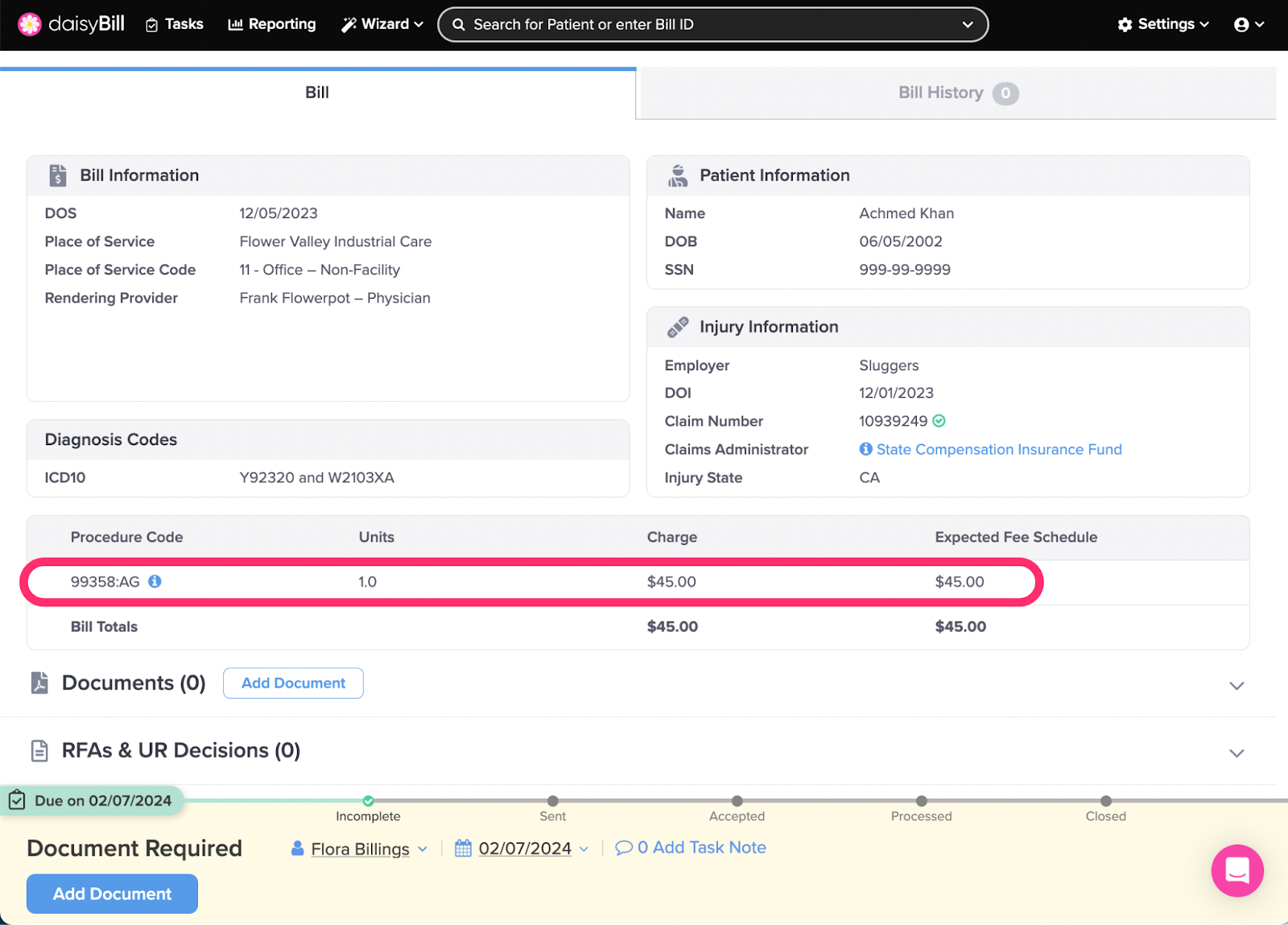 Invalid or Expired Procedure Codes | daisyBill