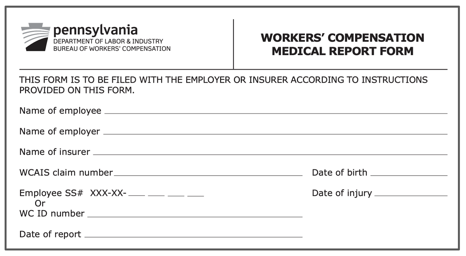 Pennsyvania Workers’ Compensation Medical Report Form | daisyBill