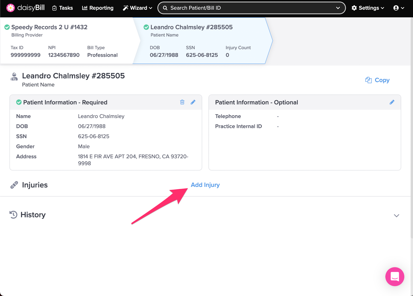 Patient Page Explained | daisyBill