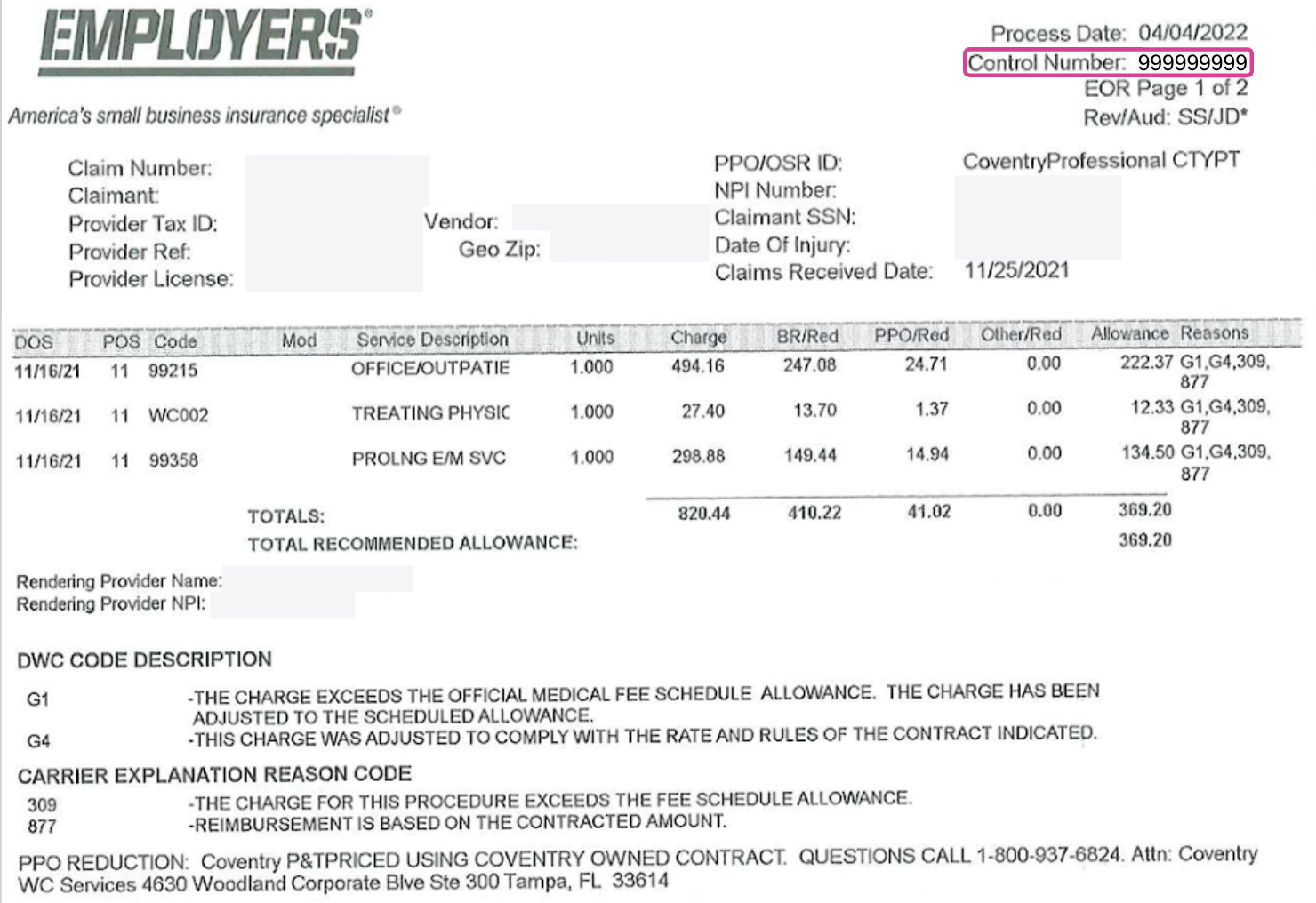 Payer Claim Control Number | daisyBill