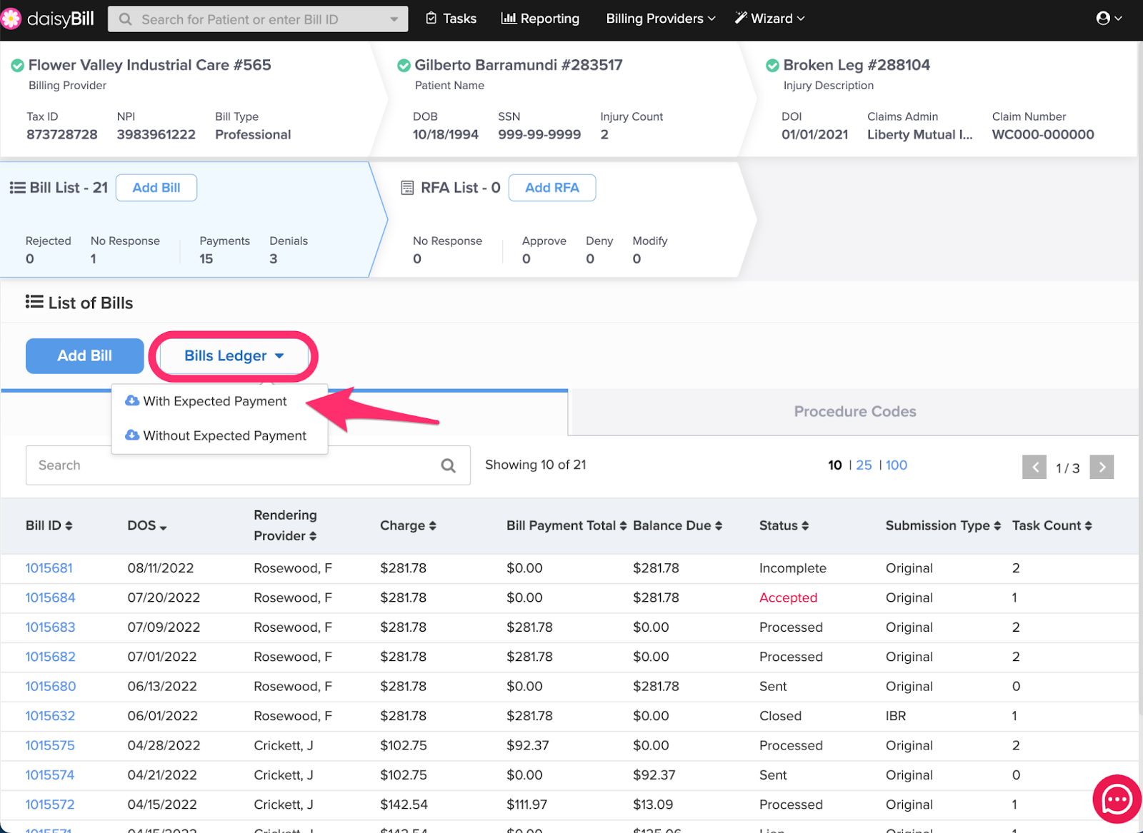List of Bills Page Explained | daisyBill