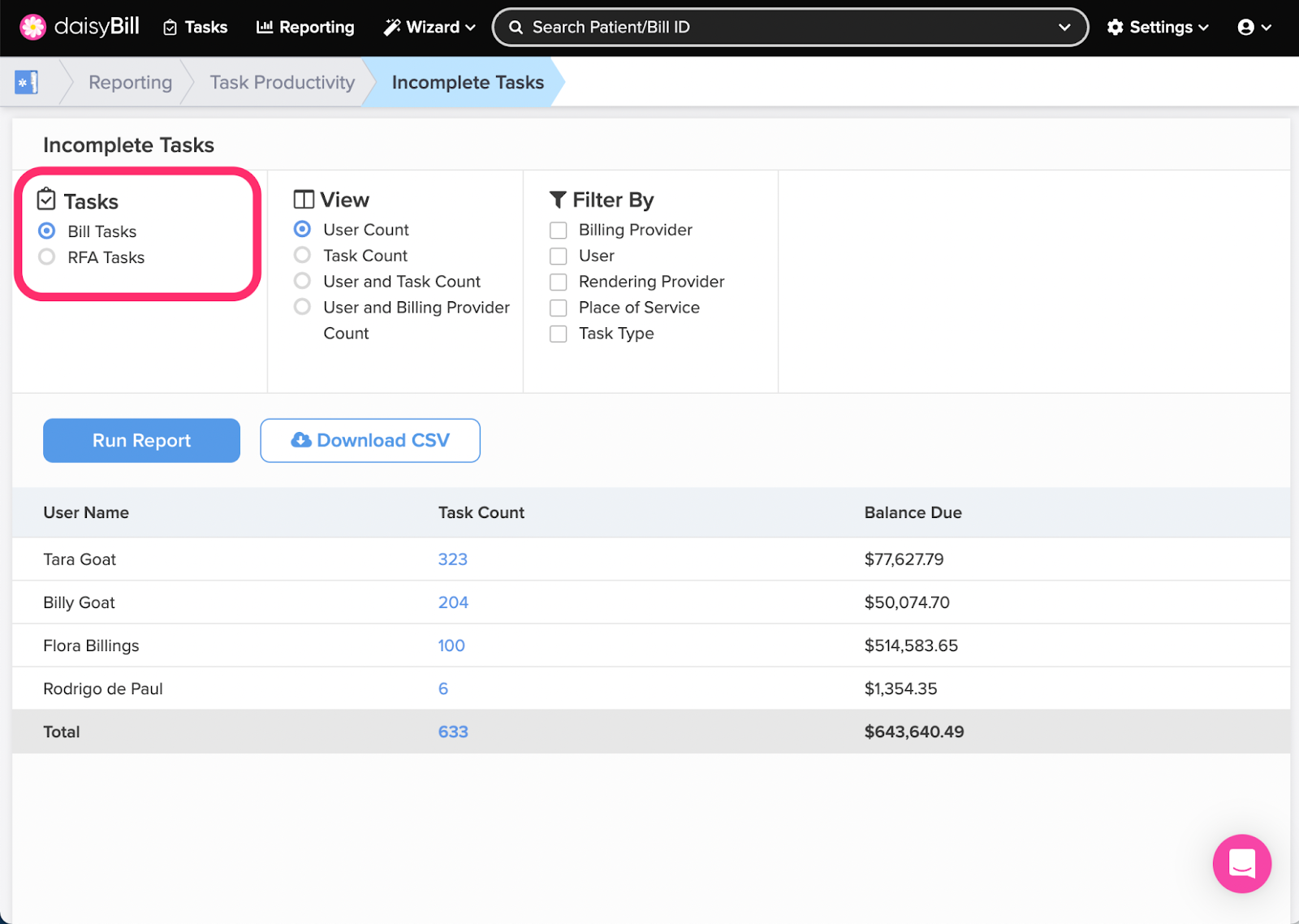 Incomplete Tasks | daisyBill