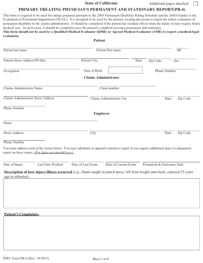 Primary Treating Physician's Permanent and Stationary | daisyBill