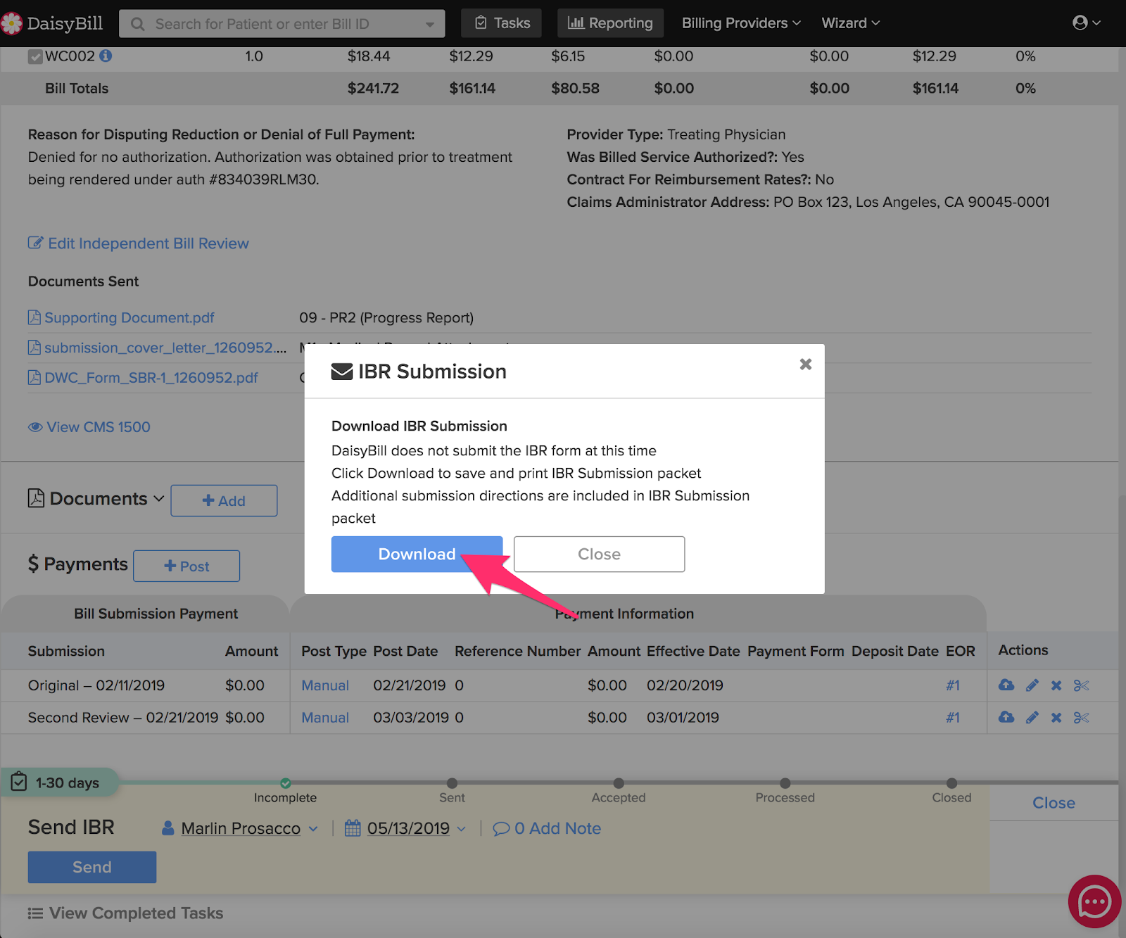 Create IBR Submission | daisyBill