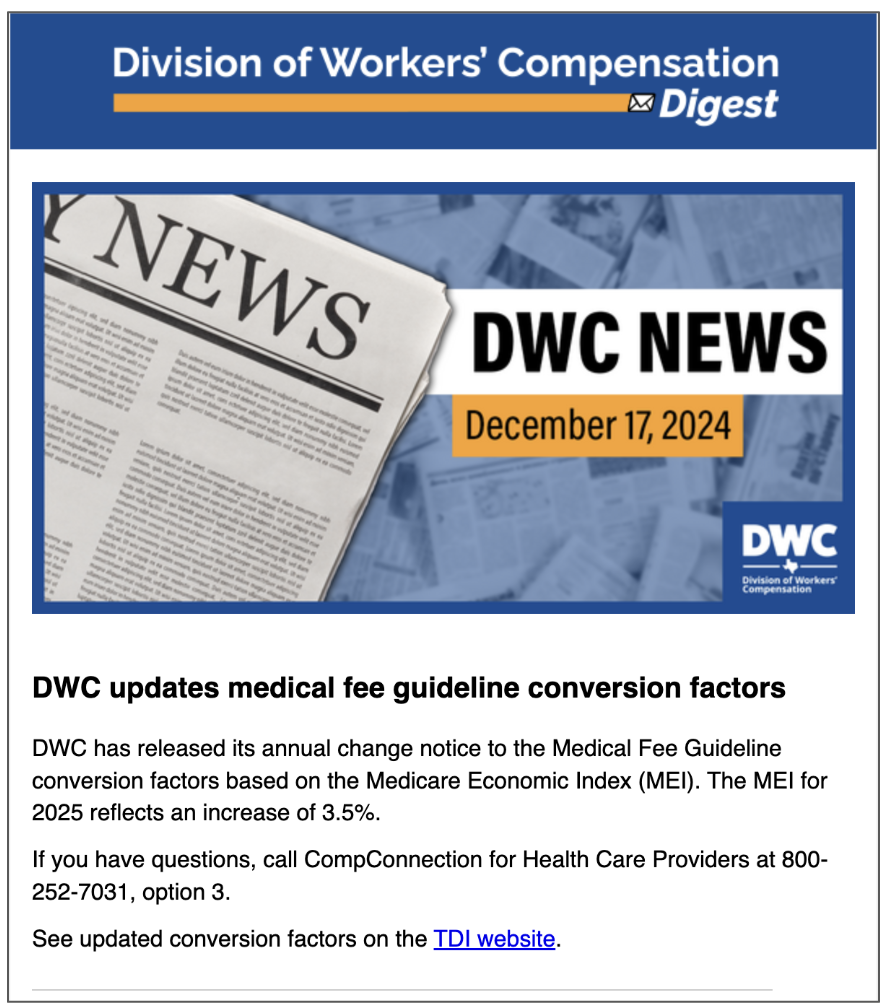 TX: DWC Digest Keeps Providers Up to Speed | daisyBill