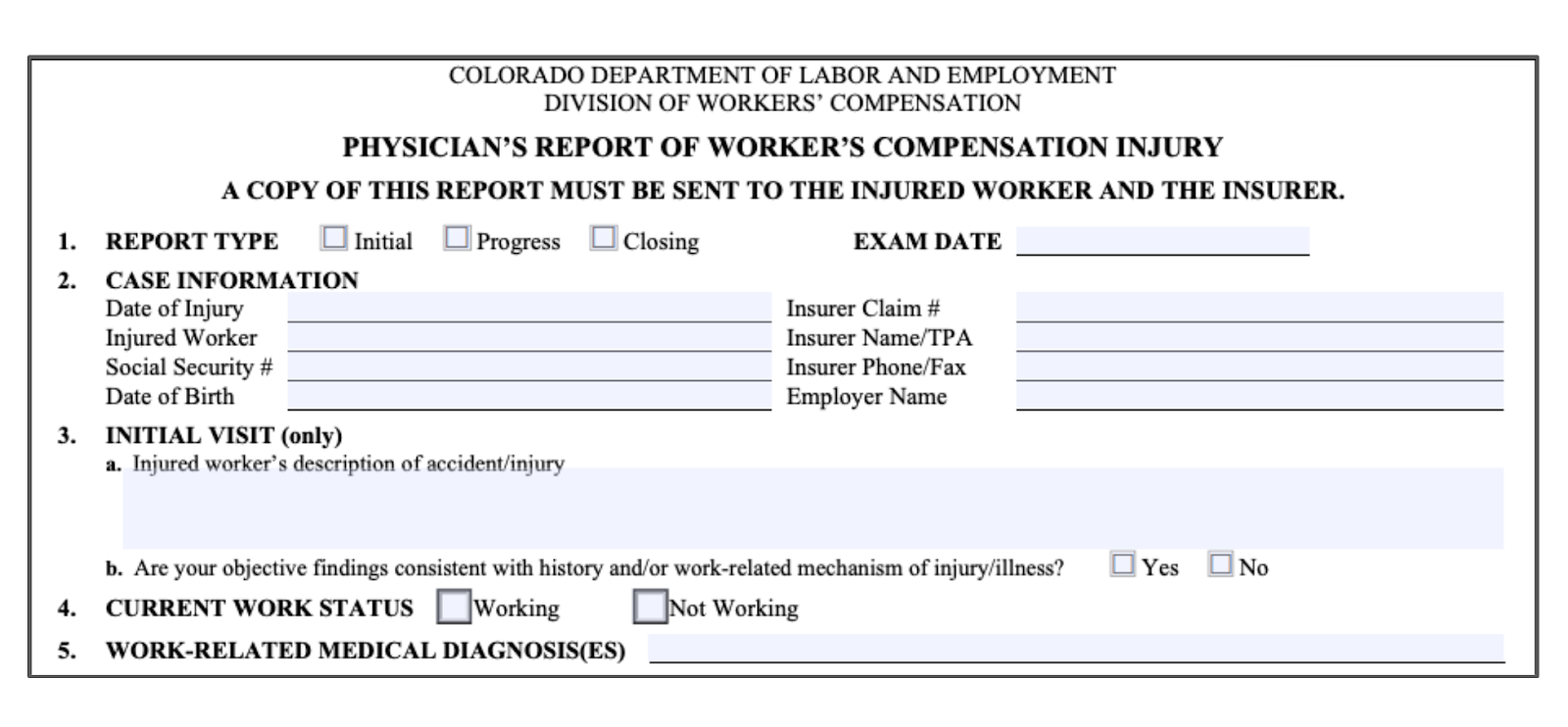 Colorado Medical Billing: Initial Physician’s Report of | daisyBill