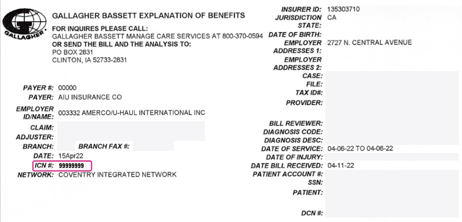 Payer Claim Control Number | daisyBill