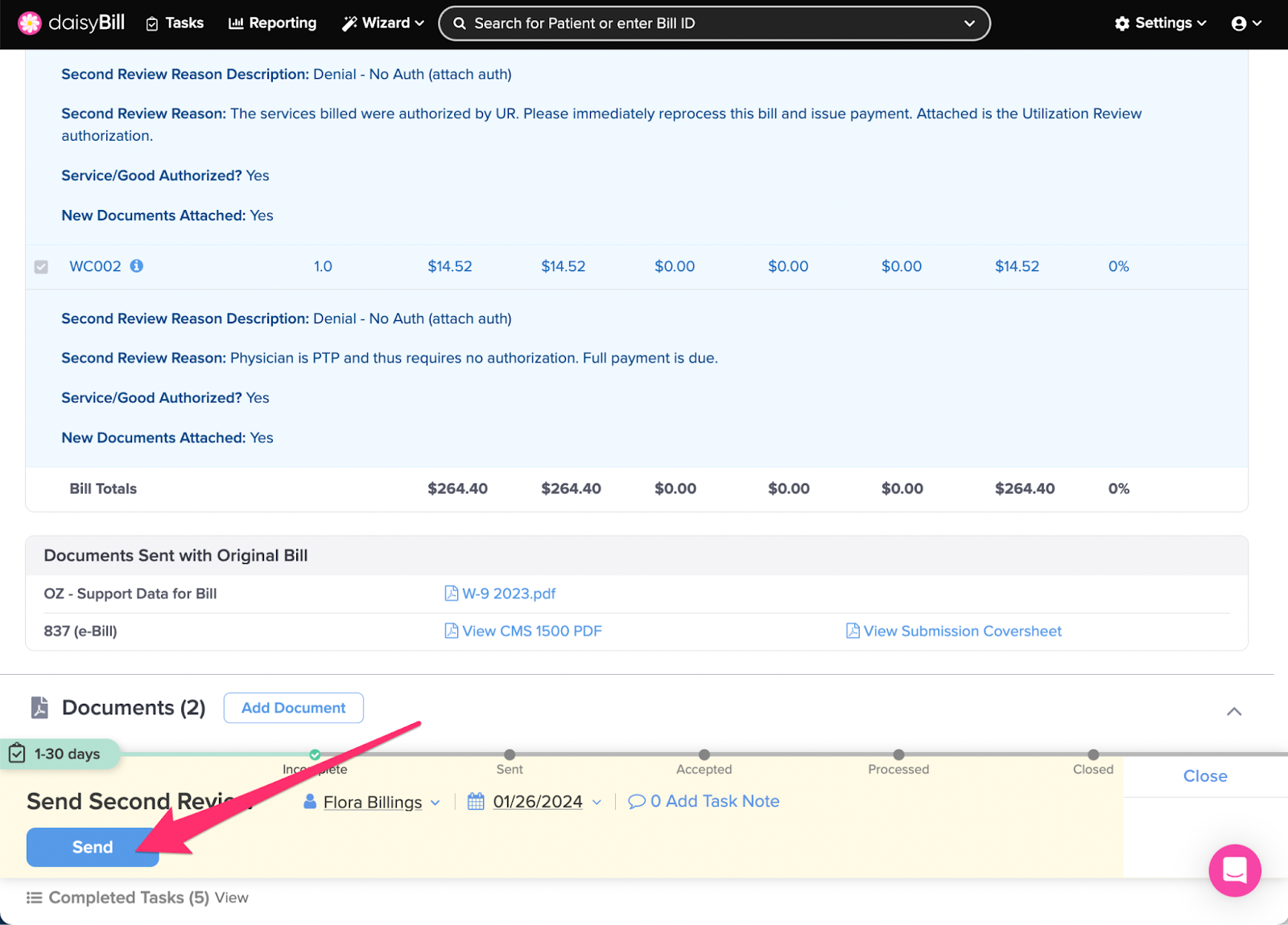 Request for Second Review / Appeal: Denied Bill | daisyBill