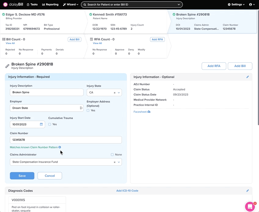 Claim Number Patterns | daisyBill