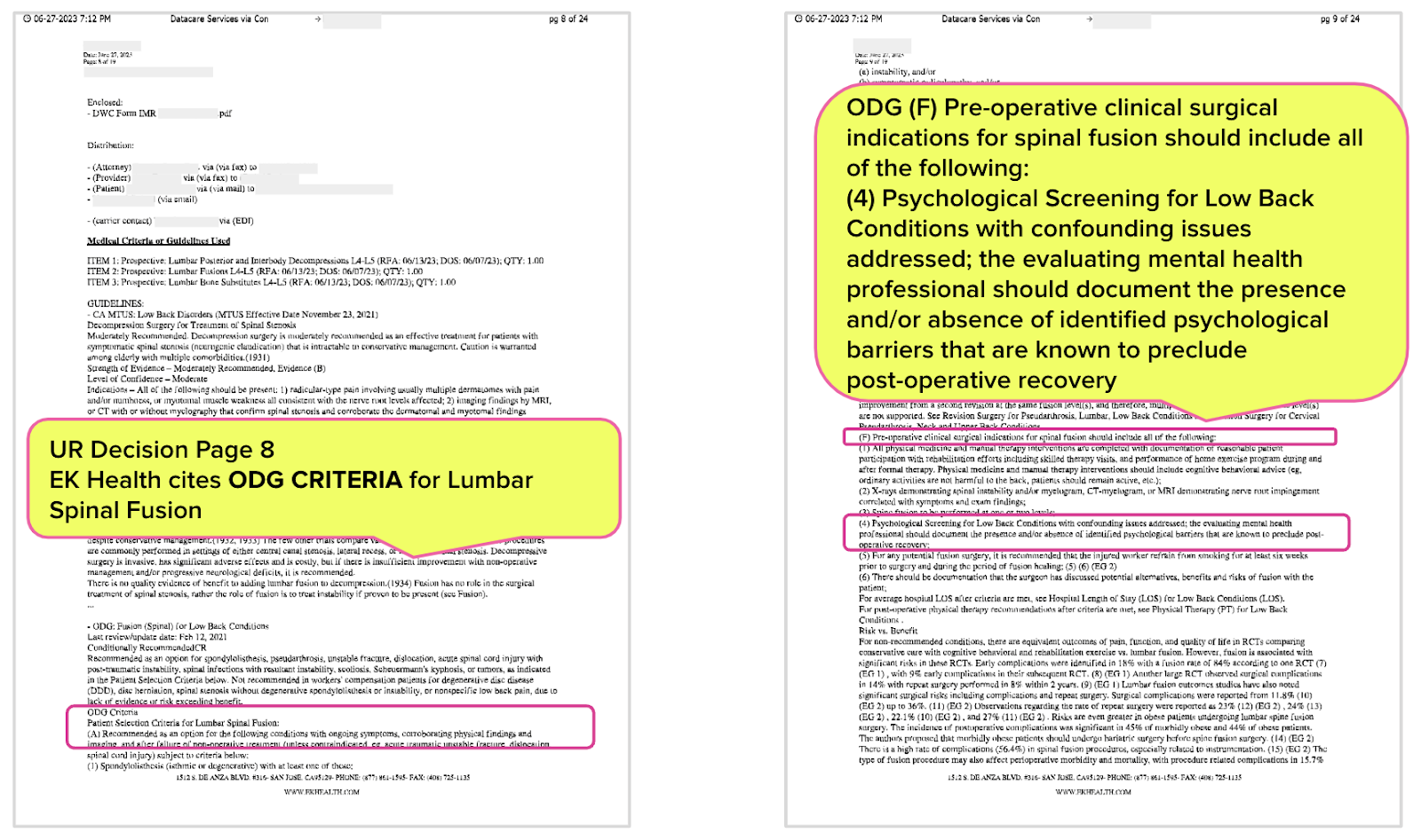 SCIF, EK Health Use "ODG" Guidelines to Deny Care | daisyBill