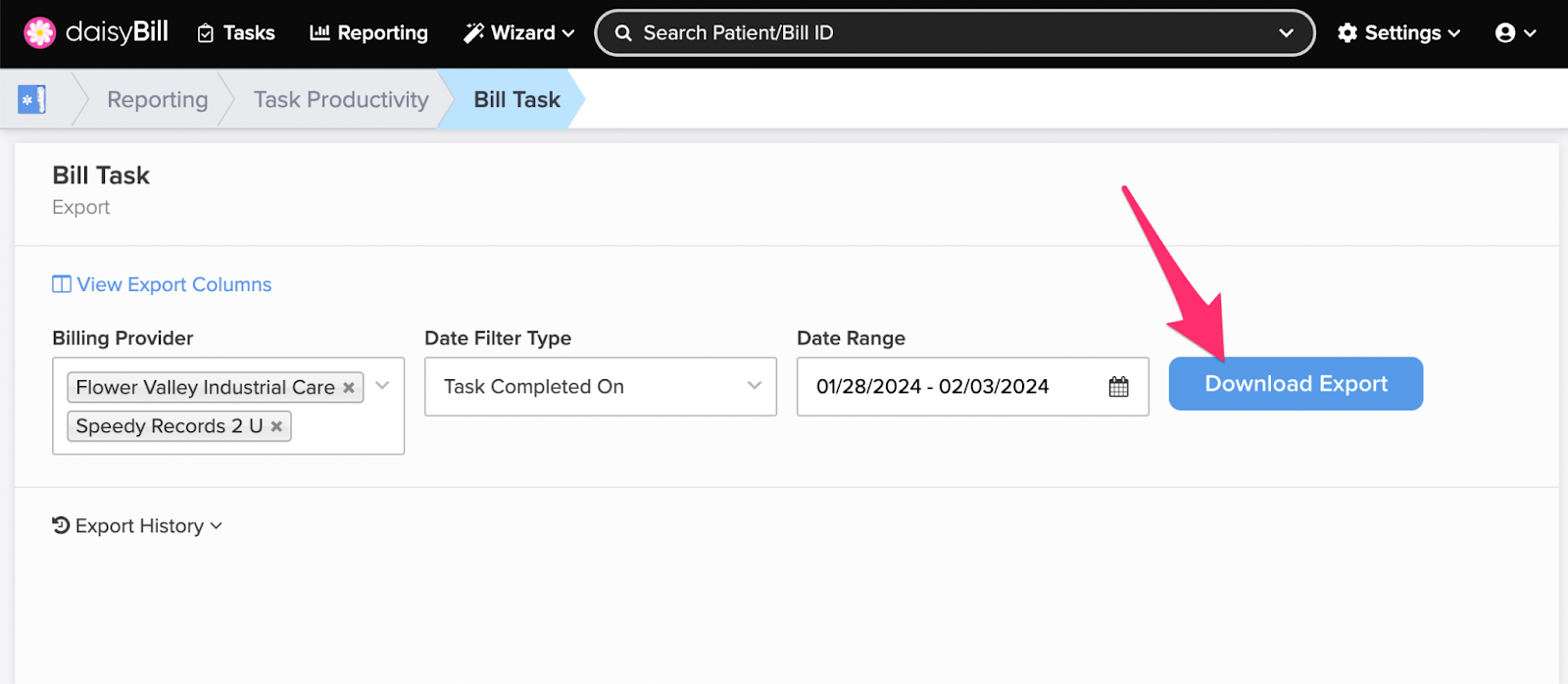 Task Export | daisyBill