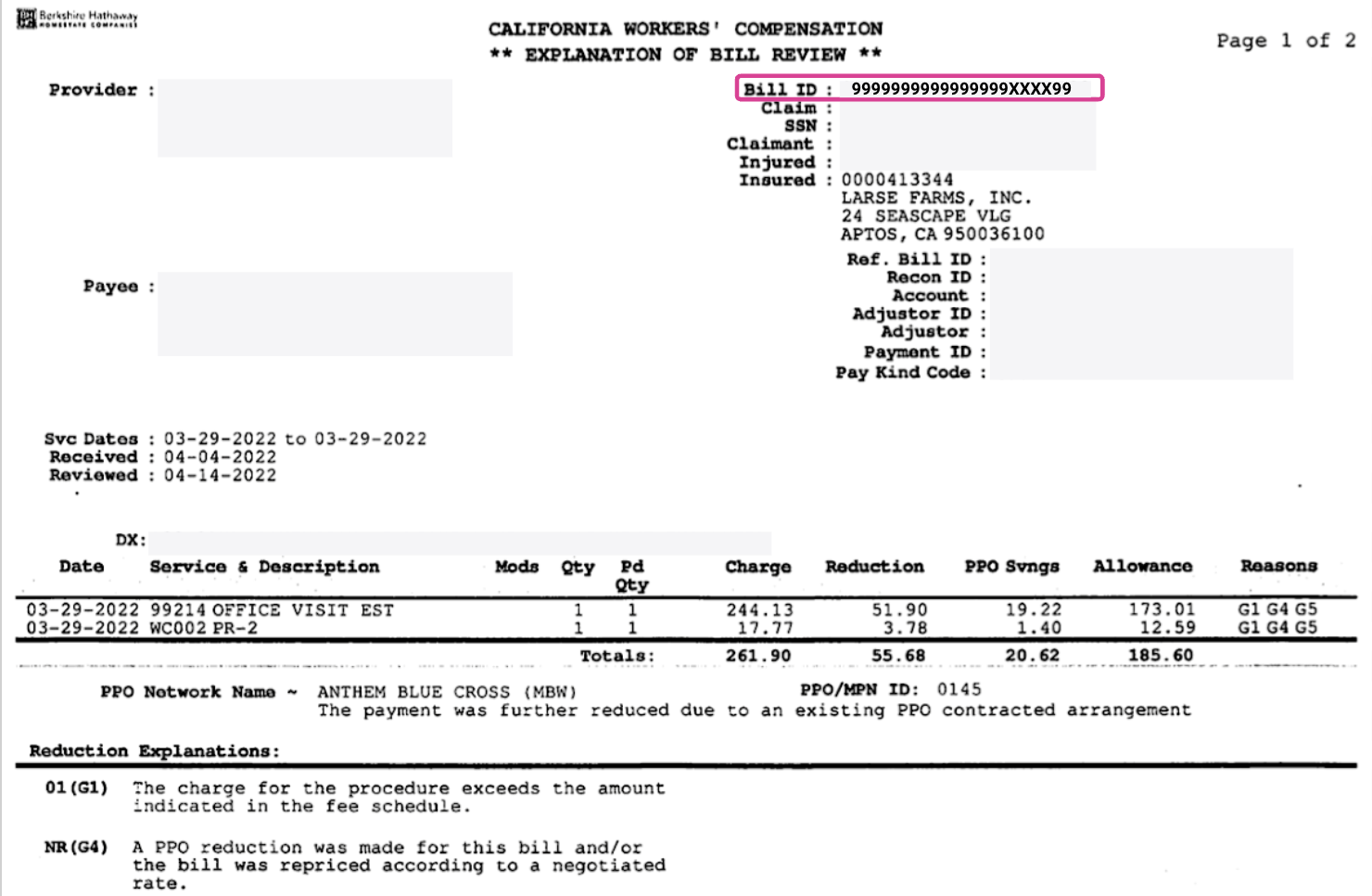Payer Claim Control Number | daisyBill