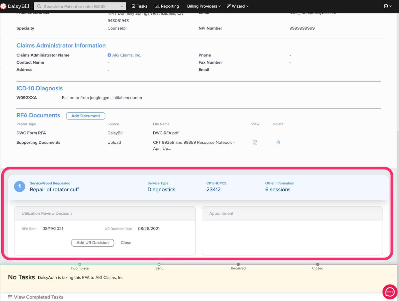 RFA Page Explained | daisyBill