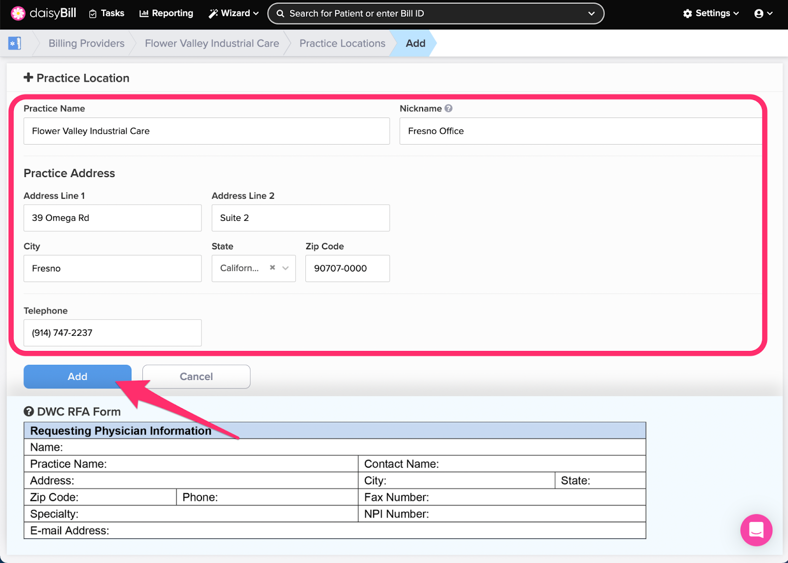 Practice Locations | daisyBill