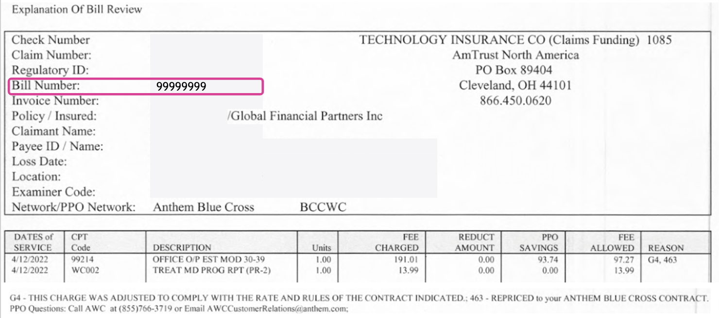 Payer Claim Control Number | daisyBill