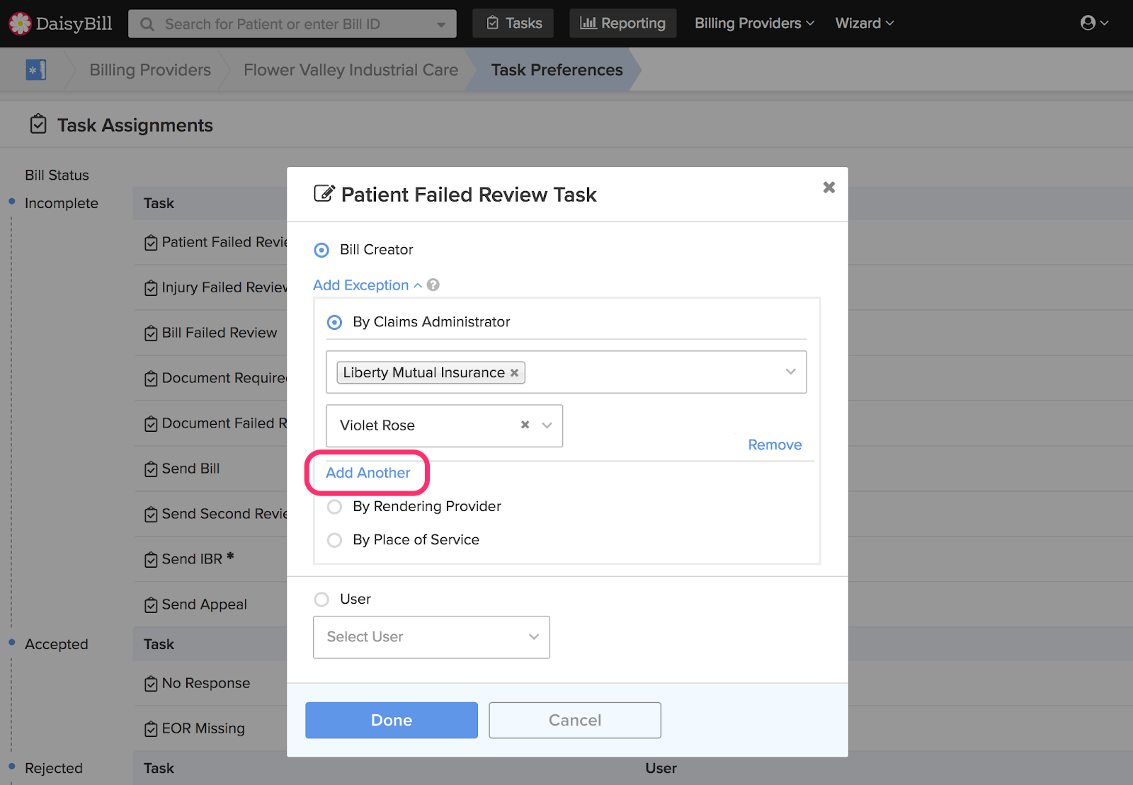Bill Task Preferences | daisyBill