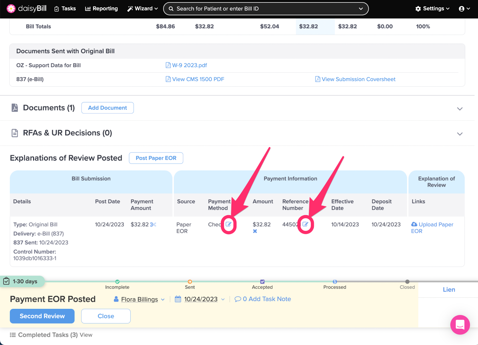 Edit Posted Payment | daisyBill