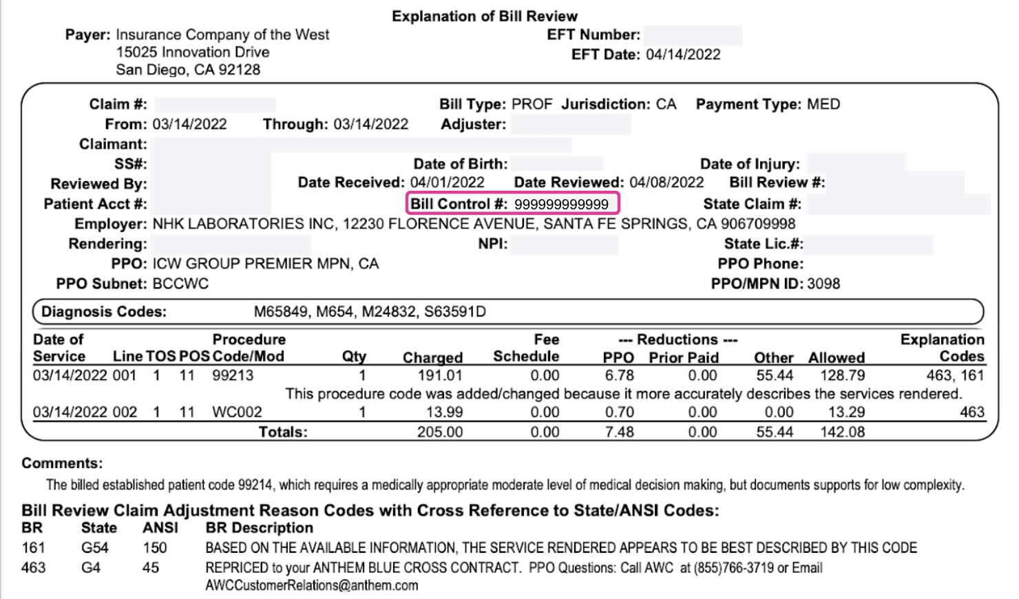 Payer Claim Control Number | daisyBill