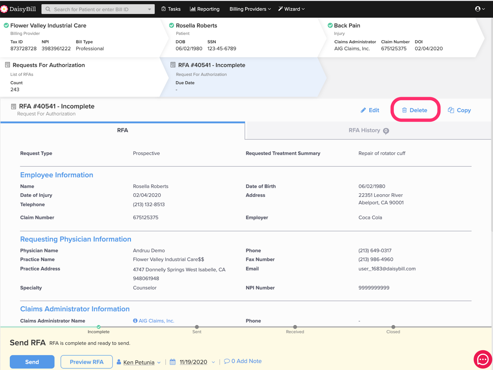 RFA Page Explained | daisyBill