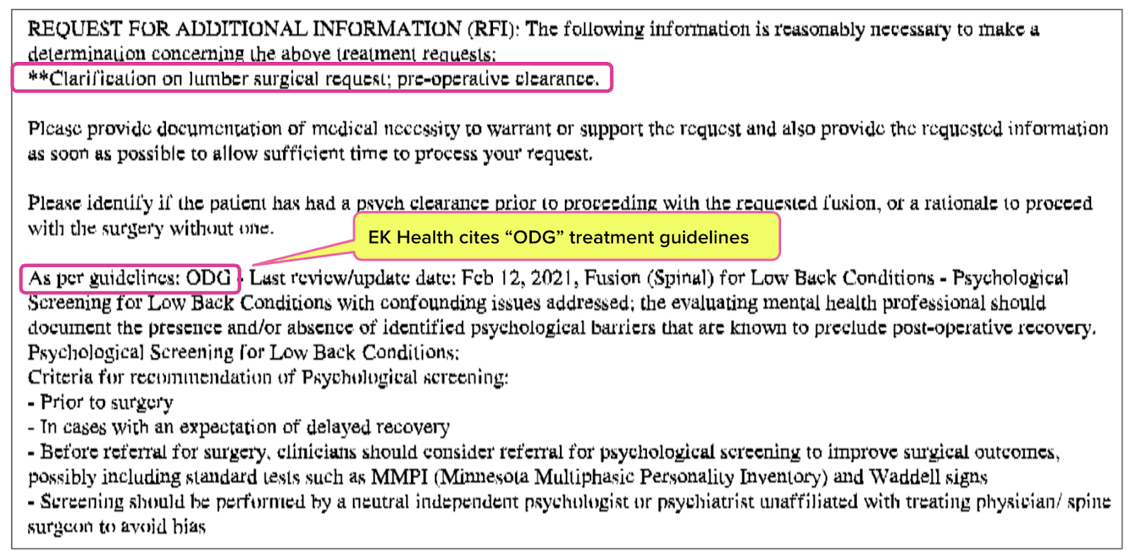 SCIF, EK Health Use "ODG" Guidelines to Deny Care | daisyBill