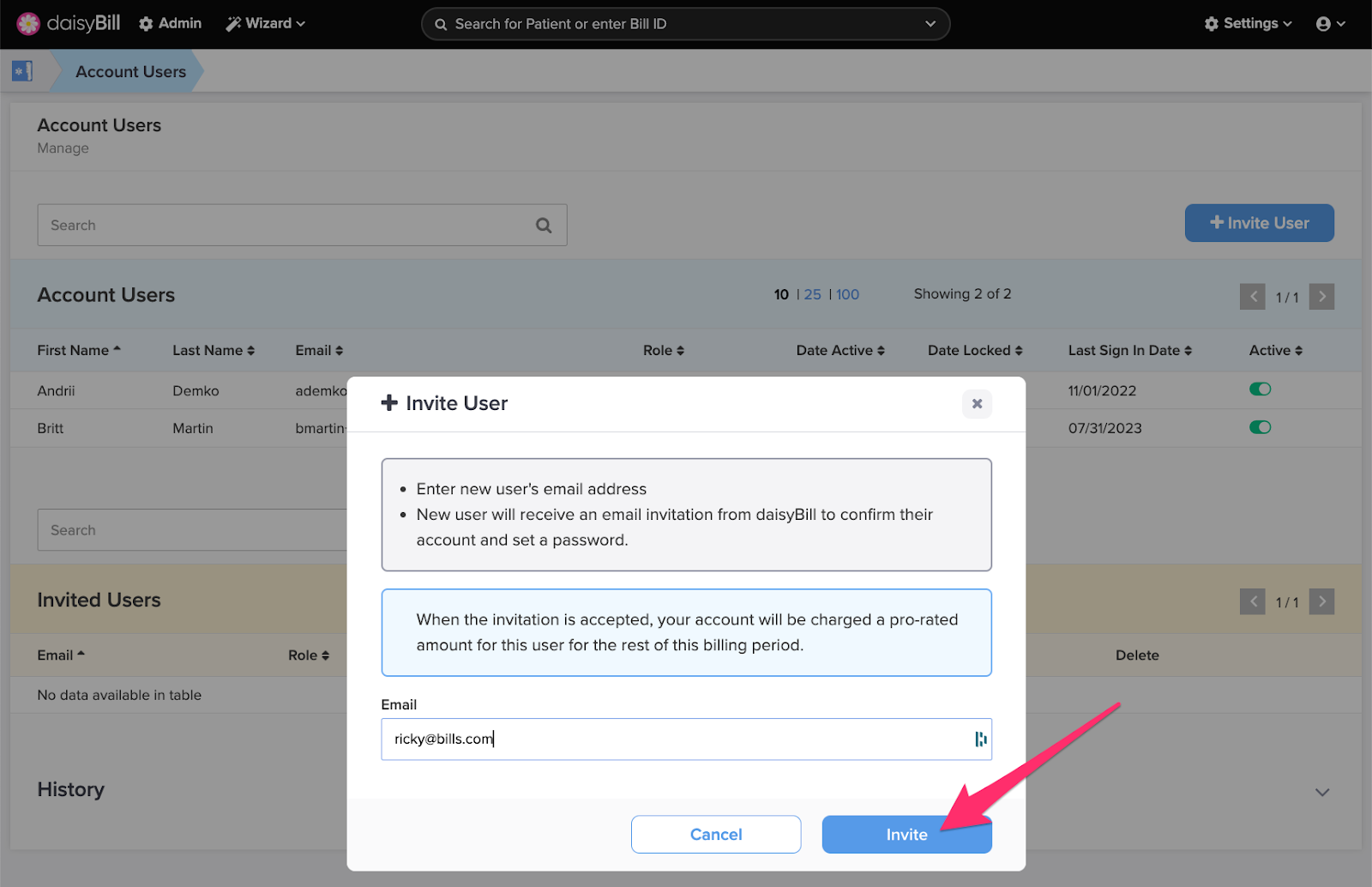 Wizard Subscription Manage Users Explained | daisyBill