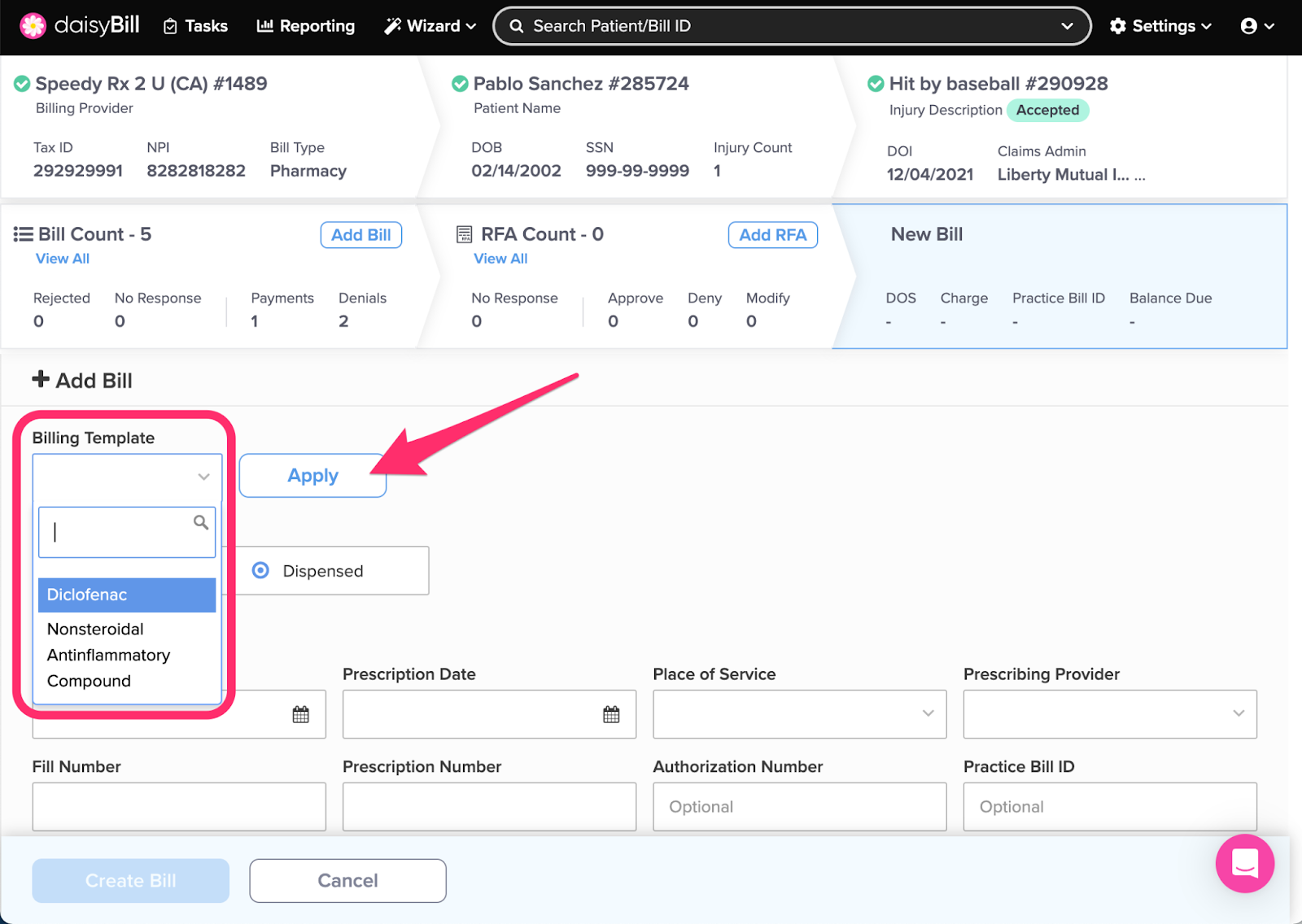 NCPDP Add Bill Dispensed Product | daisyBill