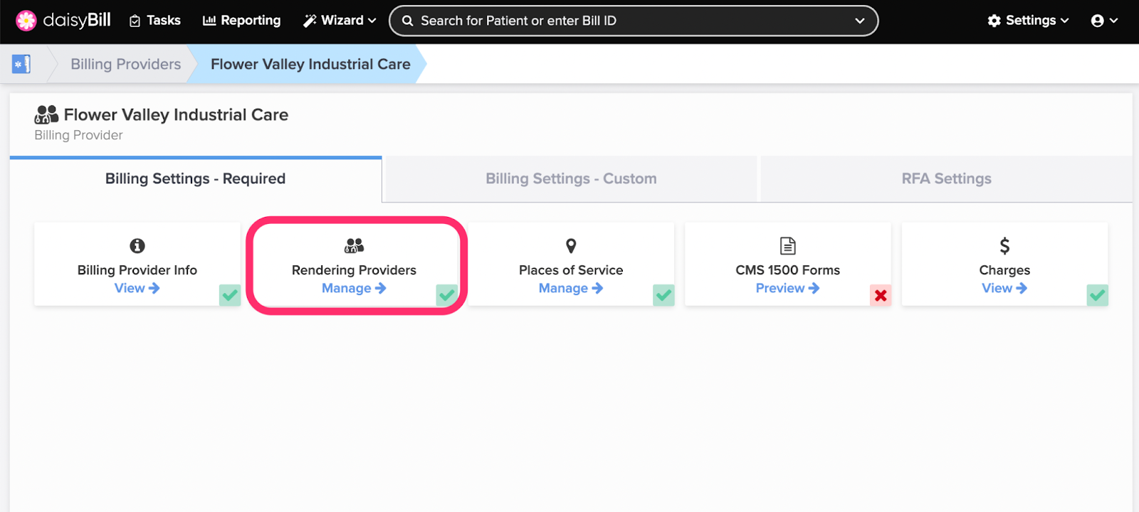 Rendering Providers | daisyBill