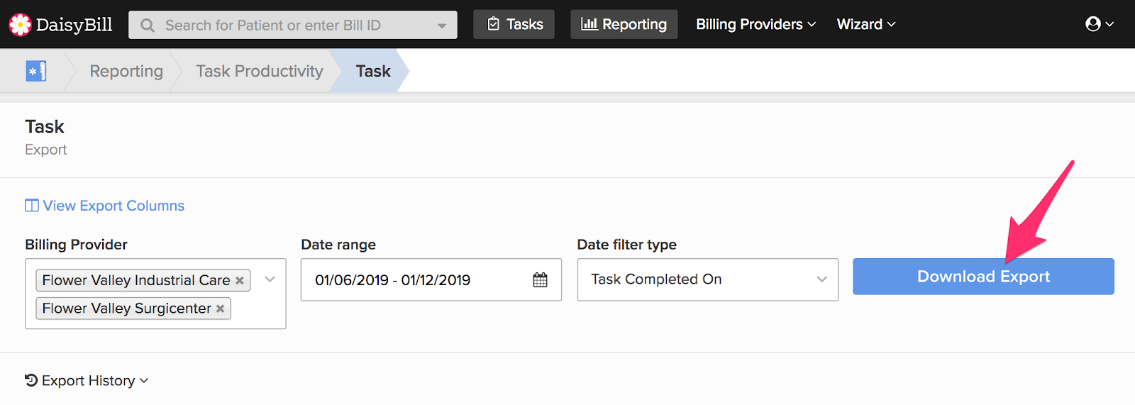 Task Export | daisyBill