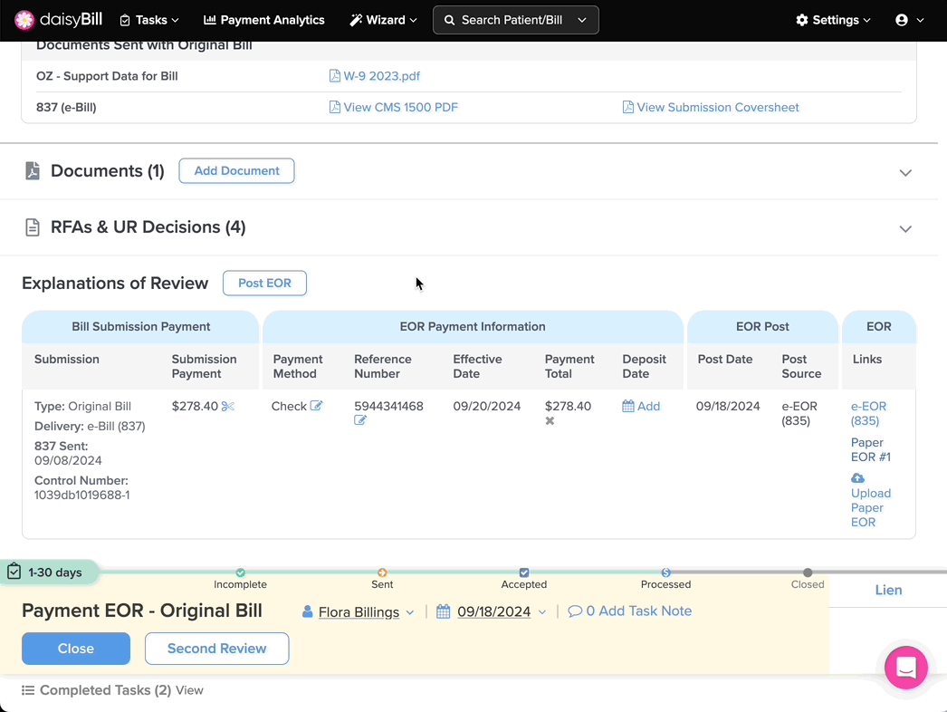 Upload / View / Delete Paper EOR | daisyBill