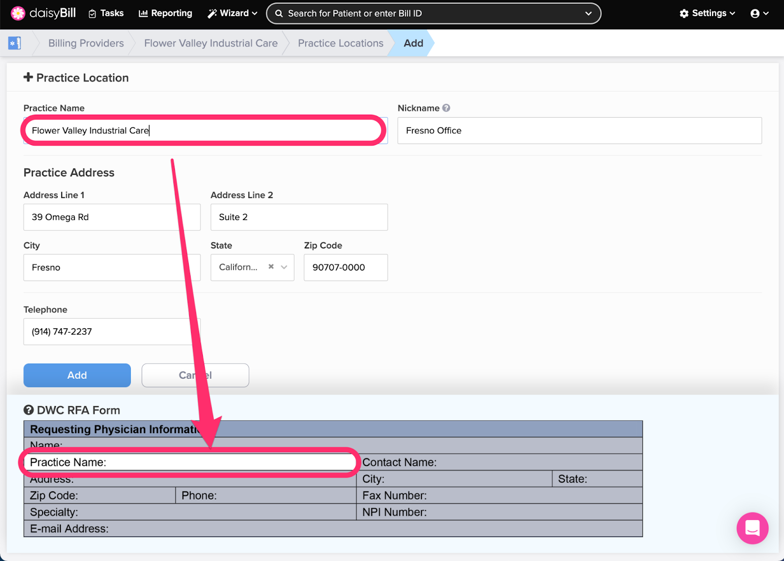 Practice Locations | daisyBill