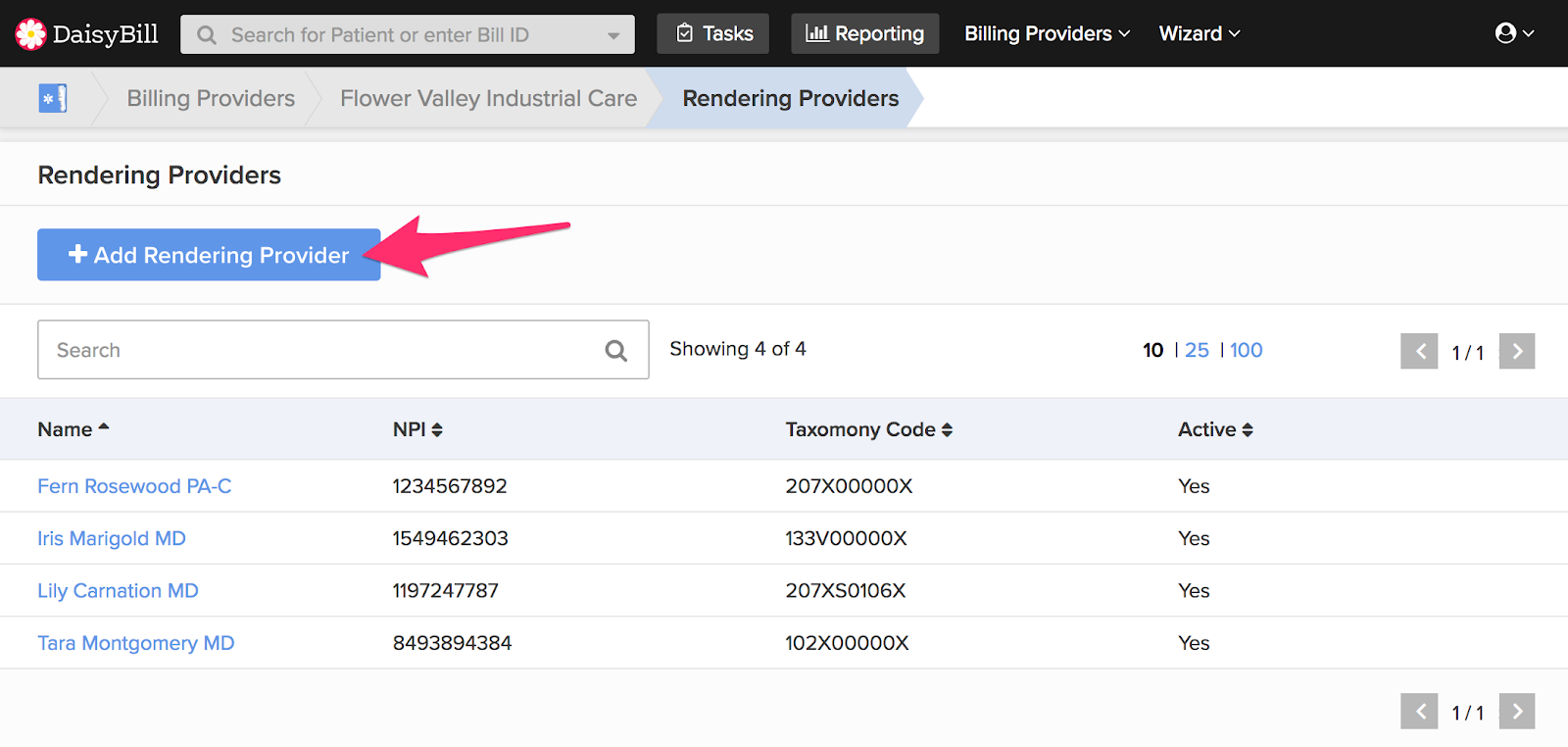 Rendering Providers | daisyBill