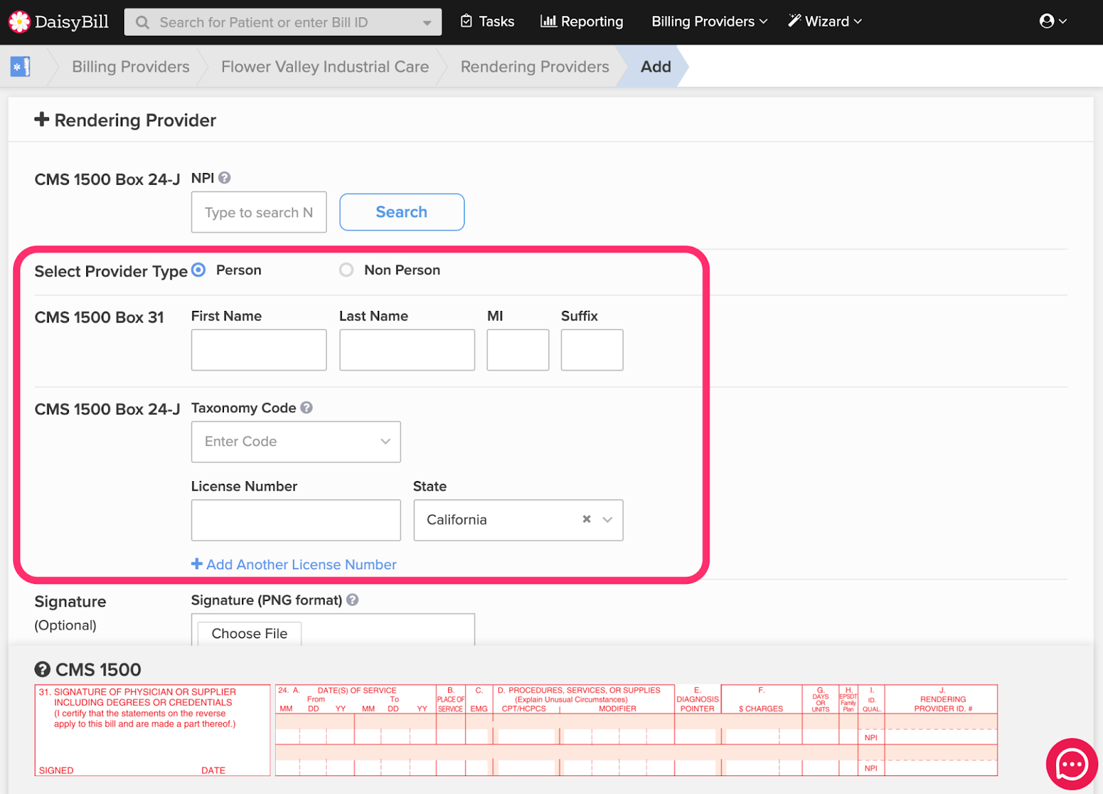 Rendering Providers | daisyBill