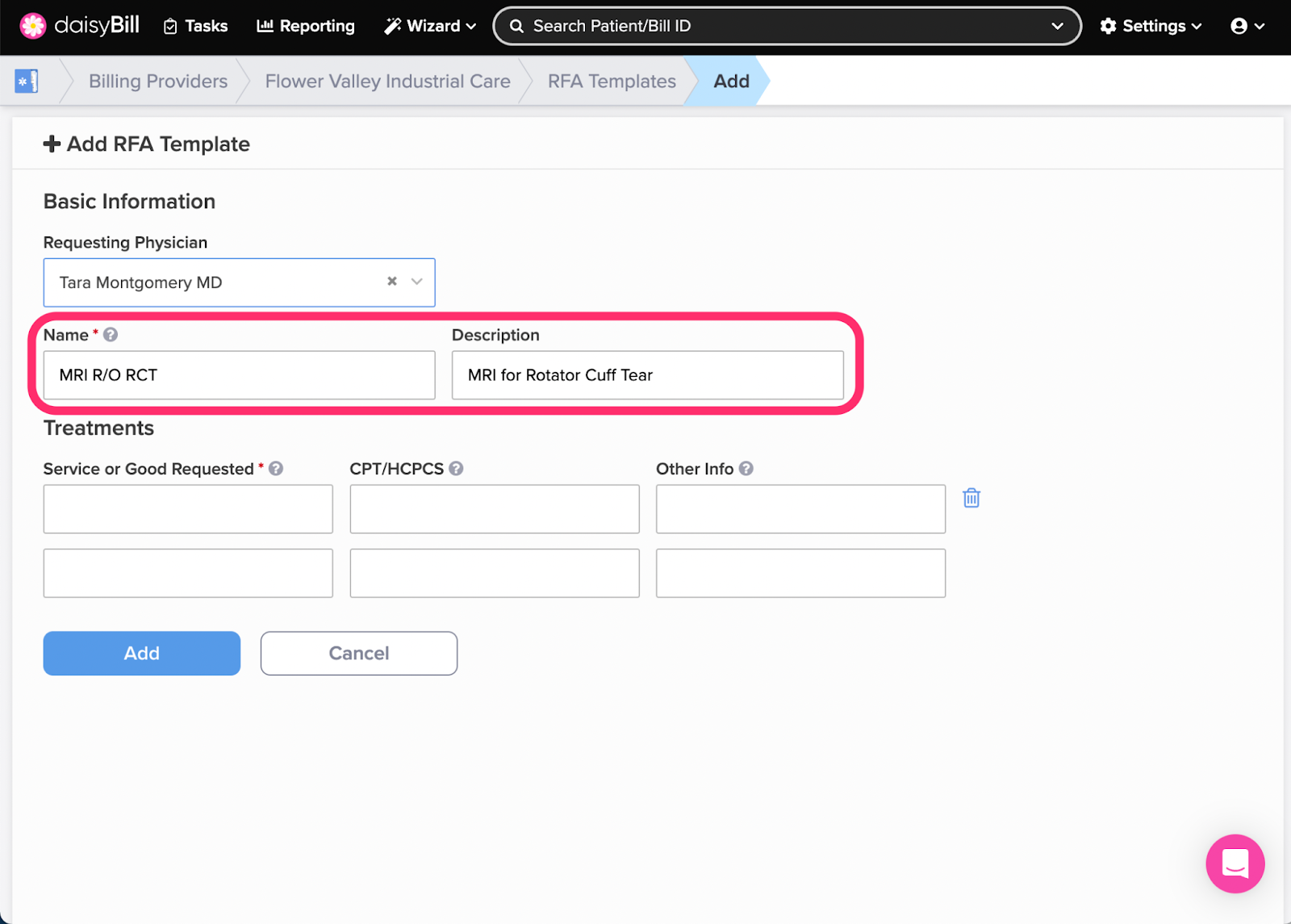 RFA Templates | daisyBill