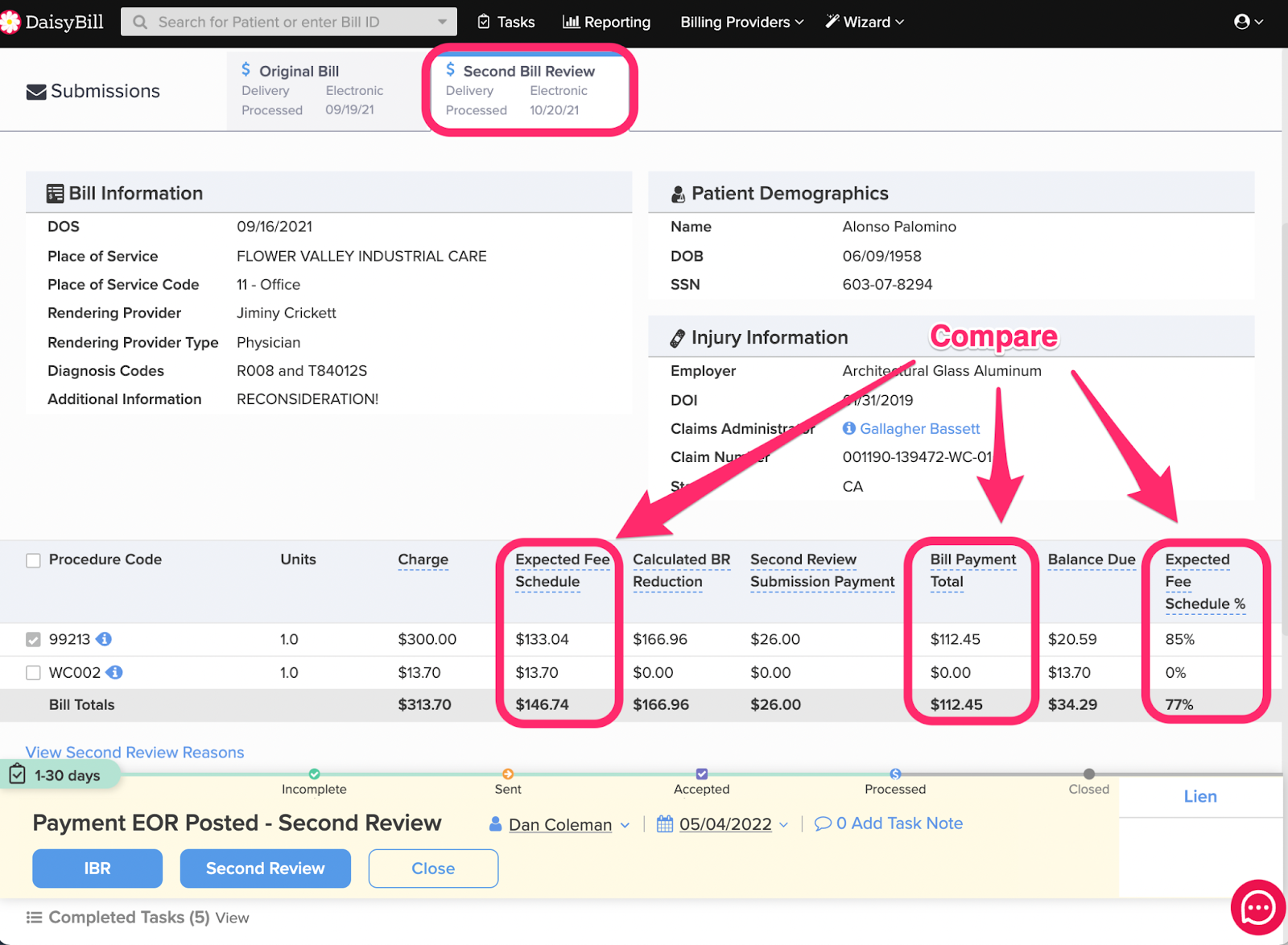Task: Payment EOR Posted - Second Review | daisyBill