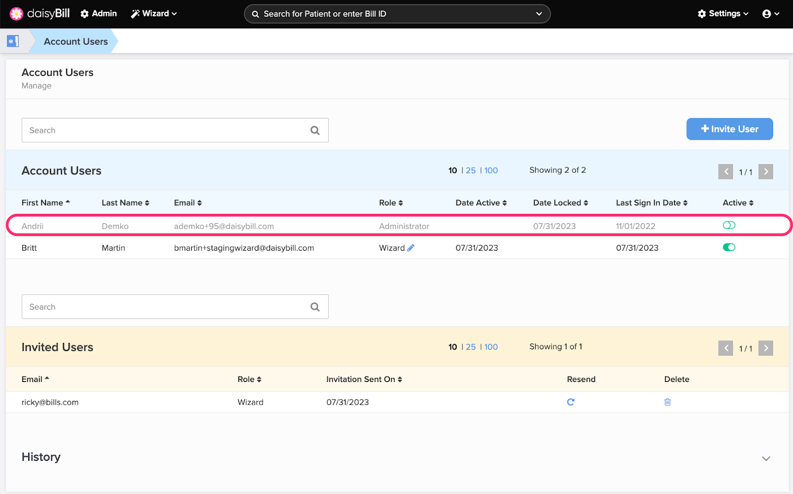 Wizard Subscription Manage Users Explained | daisyBill