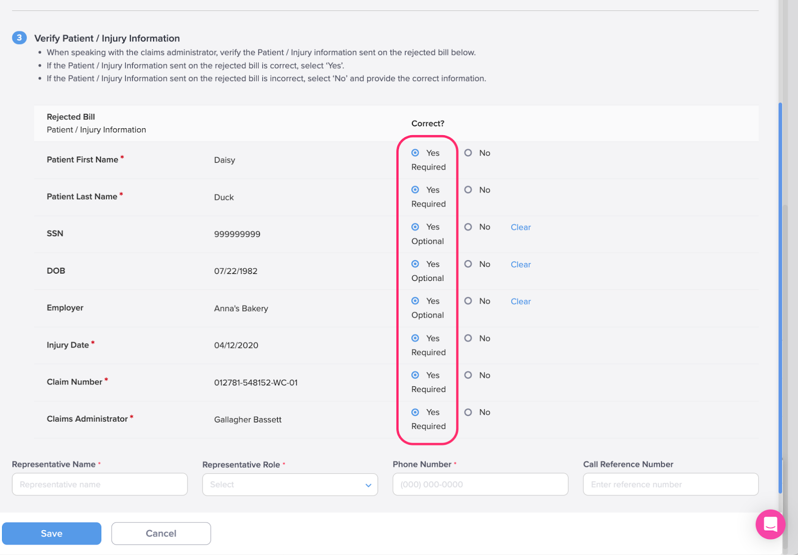 Task: Rejected Bill | daisyBill