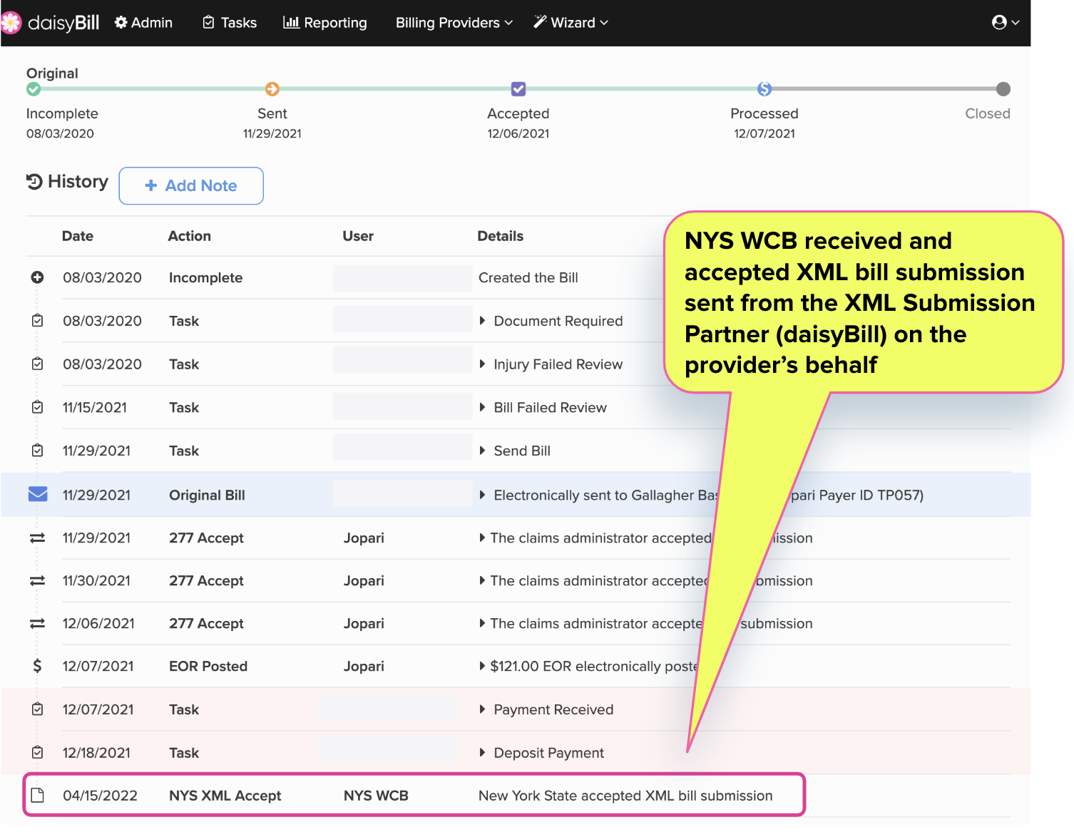 New York State: XML Submission Approval for WCB | daisyBill