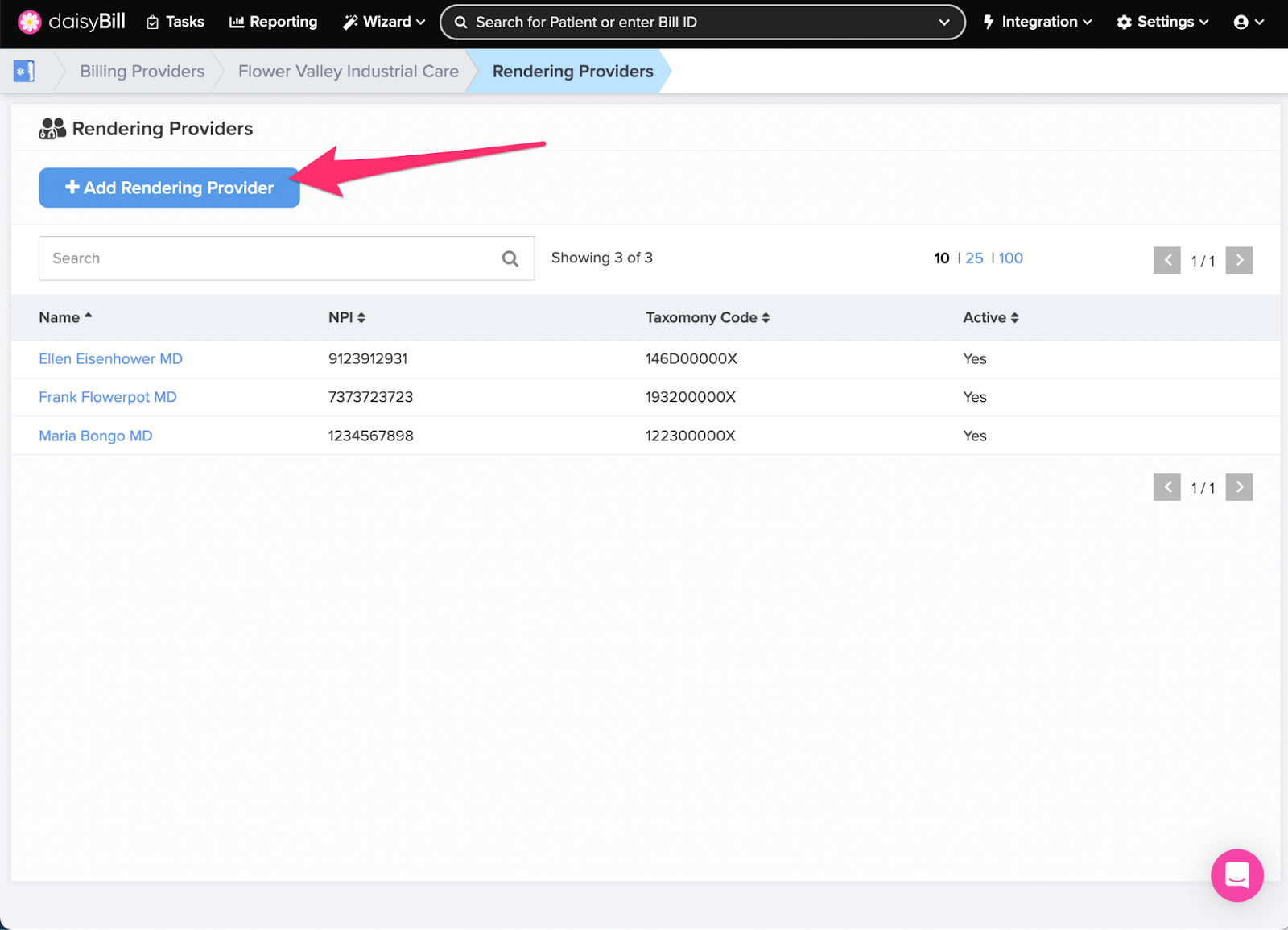Rendering Providers | daisyBill