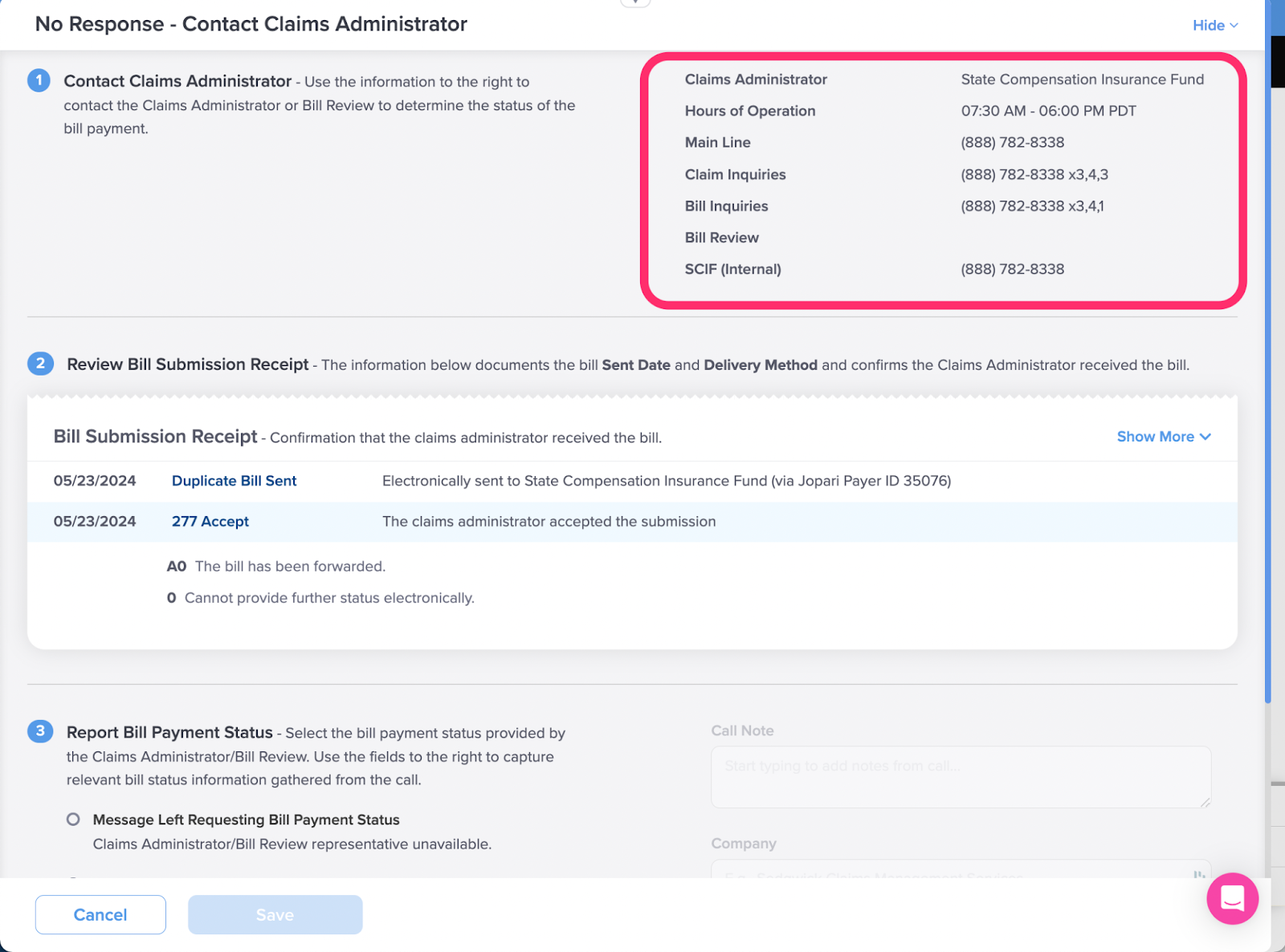 Task: No Response Duplicate | daisyBill
