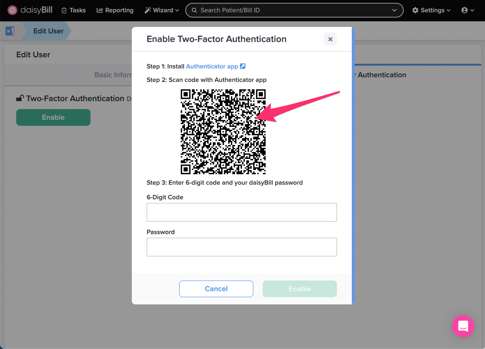 Enable Two-Factor Authentication | daisyBill