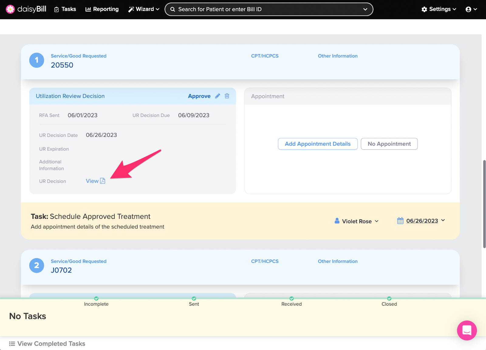 RFA Task: Post UR Decision | daisyBill