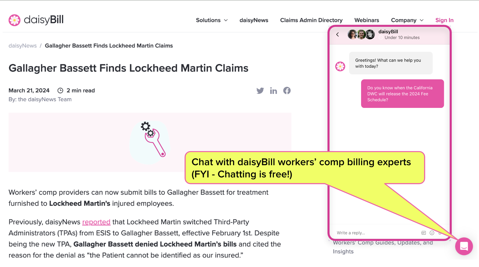 CA: Gallagher Bassett Finds Lockheed Martin Claims | daisyBill