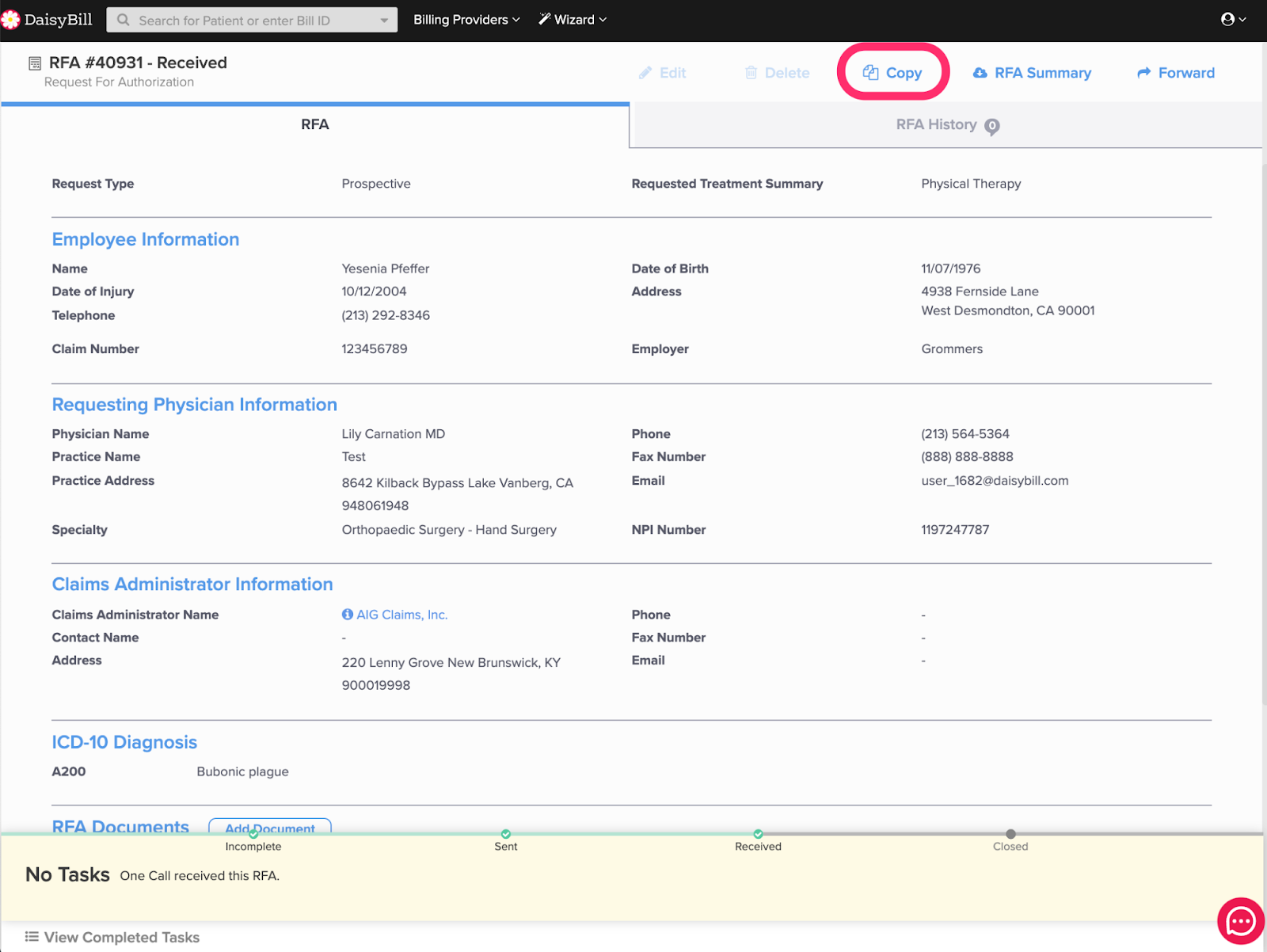 RFA Page Explained | daisyBill