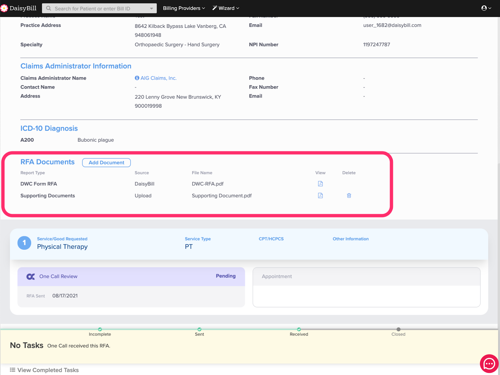RFA Page Explained | daisyBill